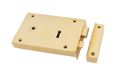 Buy From The Anvil Polished Brass Left Hand Rim Lock - Large at B&Q