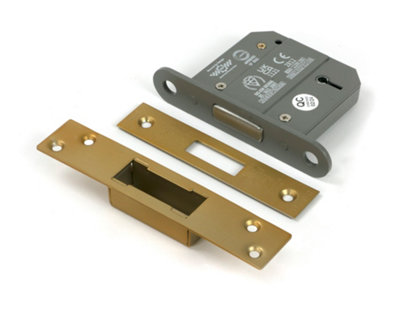 From The Anvil Satin Brass 3" 5 Lever BS Dead Lock