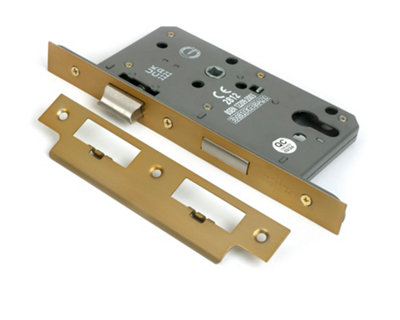 From The Anvil Satin Brass Euro Din Sash Lock - 60mm Backset/72mm Centre