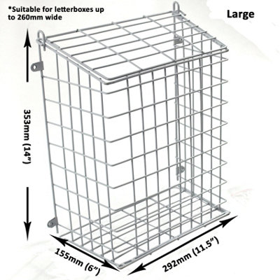 Front Door Letter Box Cage Post Mail Catcher Guard White Large