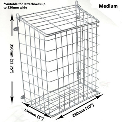 Front Door Letter Box Cage Post Mail Catcher Guard White Medium
