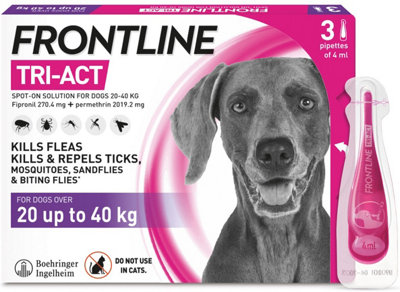 Frontline Tri-Act Spot-On Flea and Tick Treatment for Large Dogs 20 ...