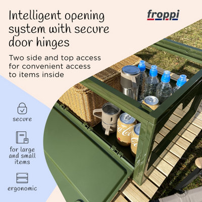 Froppi™ 45L Camping Storage Box, Green Plastic Large Storage Box with ...