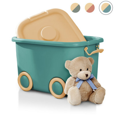 Froppi™ 45L Wheeled Storage Box, Blue Plastic Storage Box with Lid ...