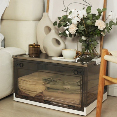 Froppi 75L Clear Plastic Stackable Storage Box with Lid and Rollers ...