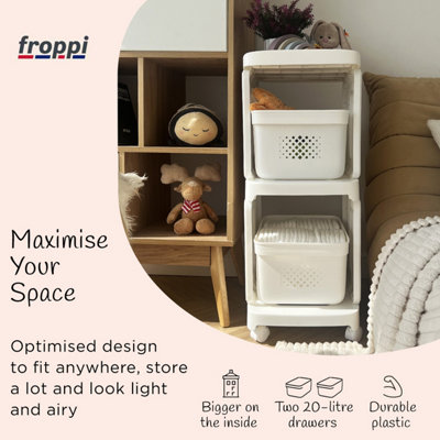 Froppi Bathroom Storage Unit Kitchen Storage Trolley Cart Bedroom Storage Drawers White Plastic Storage 2