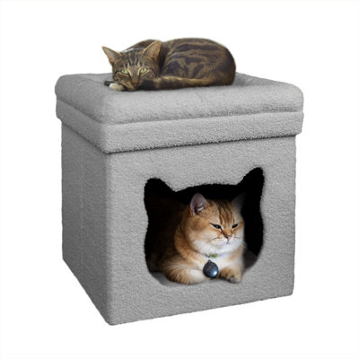 Froppi™ Fluffy Hugs 40cm Cat House, Total Comfort Pet Bed with 2 Cosy ...