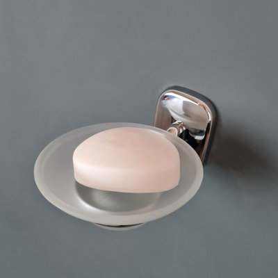Frosted Glass Soap Holder Wall Mounted Bathroom Accessory