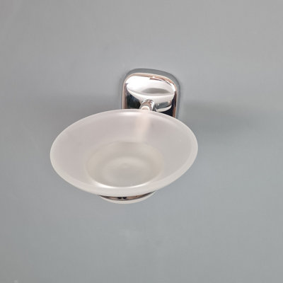 Frosted Glass Soap Holder Wall Mounted Bathroom Accessory