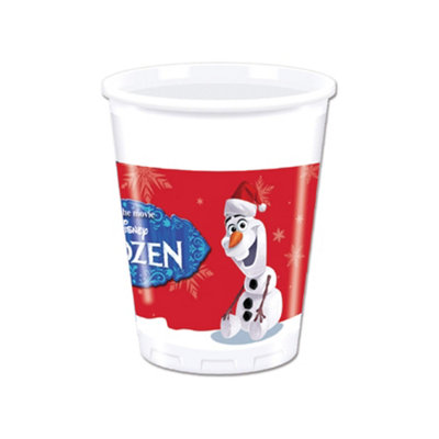 Frozen Plastic Olaf Christmas 200ml Party Cup (Pack of 8) Red/White ...