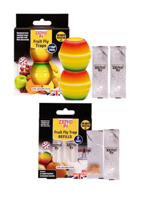 Fruit Fly Traps & Refill Sachets Twin Pack Non Toxic Chemical Free Fly ...