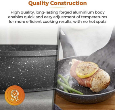 Fry Pan Marble Coating Non Stick Kitchen Cooking Frying 24Cm