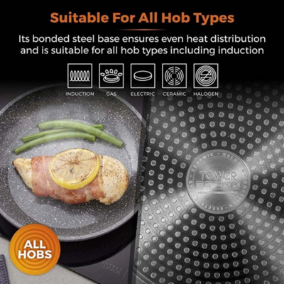 Fry Pan Marble Coating Non Stick Kitchen Cooking Frying 24Cm