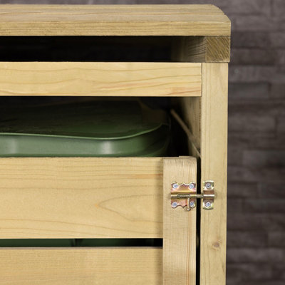FSC Certified Double Wooden Wheelie Bin Storage Unit Dustbin - Pressure ...