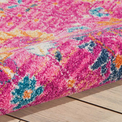 Fuchsia Floral Luxurious Traditional Abstract Rug For Dining Room-114cm ...
