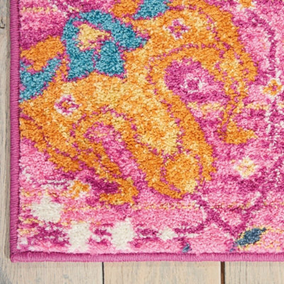 Fuchsia Floral Luxurious Traditional Abstract Rug For Dining Room-160cm ...