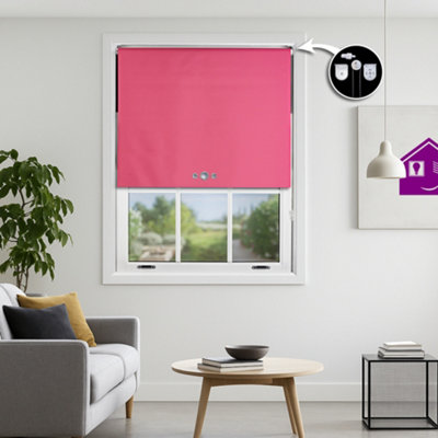 Fuchsia Roller Blind with Triple Round Eyelet Design and Metal Fittings ...