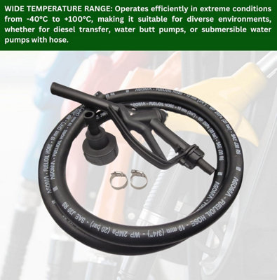 Fuel Gun in 2M Rubber Hose Set with IBC Tank Adaptor 25mm Nozzle 19mm ...