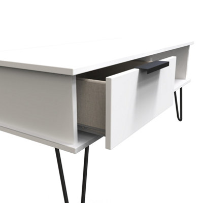 Fuji 1 Drawer Coffee Table in White Matt (Ready Assembled)