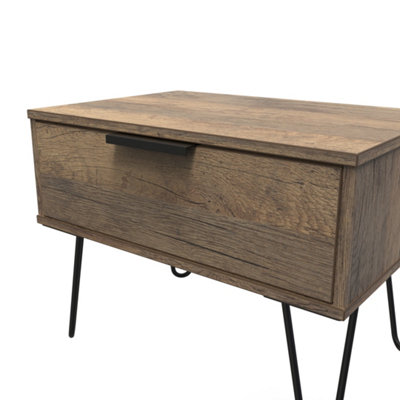 Fuji 1 Drawer Side Table in Vintage Oak (Ready Assembled)