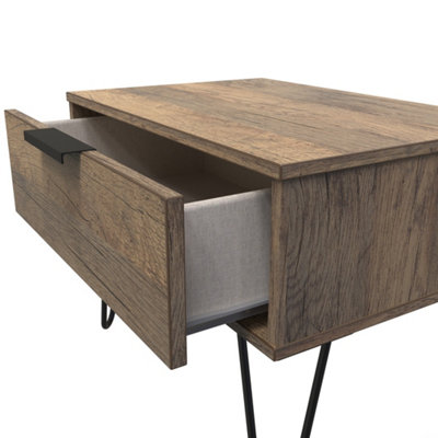 Fuji 1 Drawer Side Table in Vintage Oak (Ready Assembled)