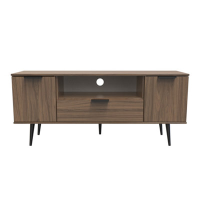 Fuji 2 Door 1 Drawer Wide TV Unit in Carini Walnut (Ready Assembled)