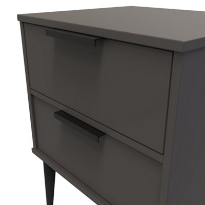 Fuji 2 Drawer Bedside Cabinet in Graphite (Ready Assembled)