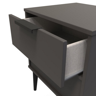 Fuji 2 Drawer Bedside Cabinet in Graphite (Ready Assembled)