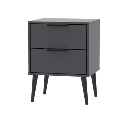 Fuji 2 Drawer Bedside Cabinet in Graphite (Ready Assembled)