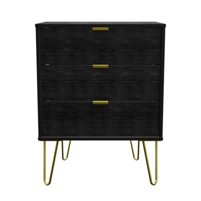 Fuji 3 Drawer Chest in Black Matt (Ready Assembled)