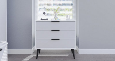 Fuji 3 Drawer Chest in Grey Matt & White (Ready Assembled) | DIY at B&Q