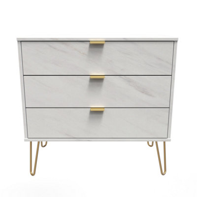 Fuji 3 Drawer Chest in Marble (Ready Assembled) | DIY at B&Q