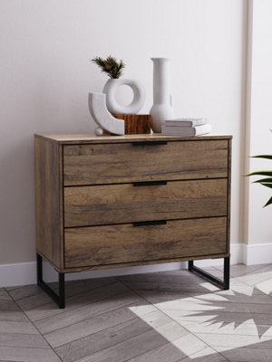 Fuji 3 Drawer Chest in Vintage Oak (Ready Assembled) | DIY at B&Q