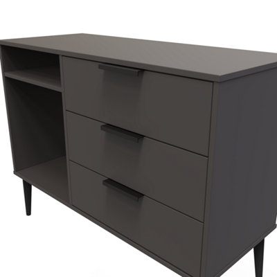 Fuji 3 Drawer TV Unit in Graphite (Ready Assembled)