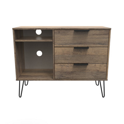 Fuji 3 Drawer TV Unit in Vintage Oak (Ready Assembled)
