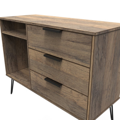 Fuji 3 Drawer TV Unit in Vintage Oak (Ready Assembled)