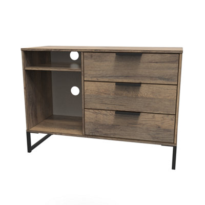 Fuji 3 Drawer TV Unit in Vintage Oak (Ready Assembled)
