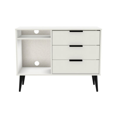 Fuji 3 Drawer TV Unit in White Matt (Ready Assembled)