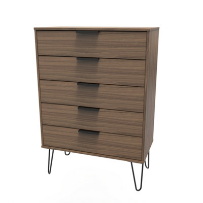 Fuji 5 Drawer Chest in Carini Walnut (Ready Assembled)