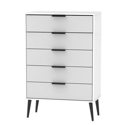 Fuji 5 Drawer Chest in Grey Matt & White (Ready Assembled) | DIY at B&Q