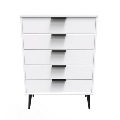 Fuji 5 Drawer Chest in White Matt (Ready Assembled) | DIY at B&Q
