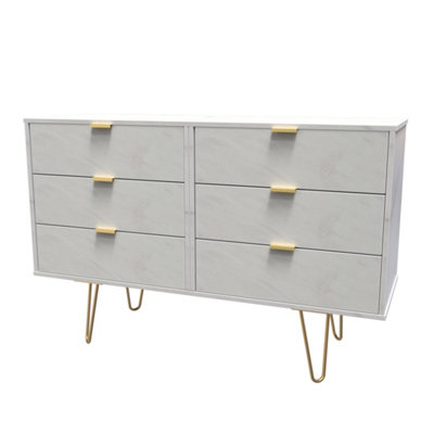 Fuji 6 Drawer Chest in Marble (Ready Assembled)