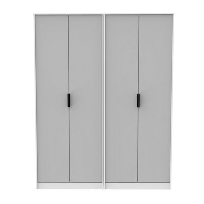 Fuji Quad Wardrobe in Grey & White (Ready Assembled)