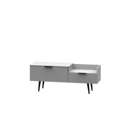 Fuji TV Console Unit in Grey Matt & White (Ready Assembled)