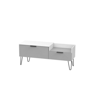 Fuji TV Console Unit in Grey Matt & White (Ready Assembled)