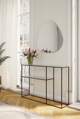 Fulham Console Table With A Shelf Black Frame, Blue & Grey