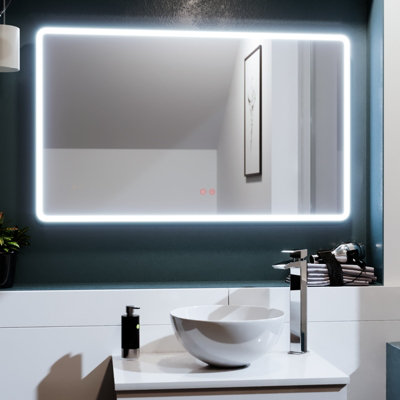 Full Edge Rectangle LED 1000mm x 600mm Round Corner Bathroom Mirror ...