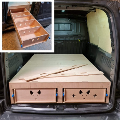Full False Floor Set Ford Transit Connect Triple Drawer Storage