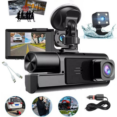 Full HD 1080p Triple Lens Dash Cam: Front, Cabin & Rear Vehicle Camera ...
