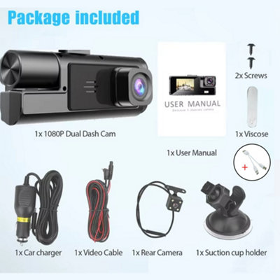 Full HD 1080p Triple Lens Dash Cam: Front, Cabin & Rear Vehicle Camera ...